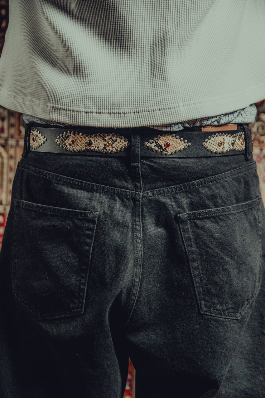 Studded snakeskin belt – Andre's Atelier